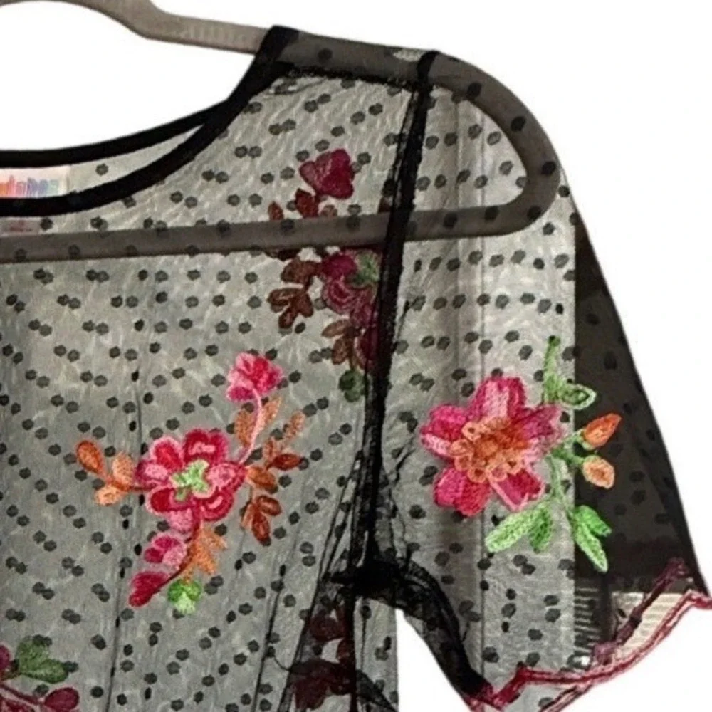 LuLaRoe | Dresses | Black Sheer Brightly Floral Embroidered Maxi Dress ...